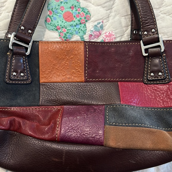 Fossil | Bags | Fossil Leather And Suede Back Patchwork Design ...